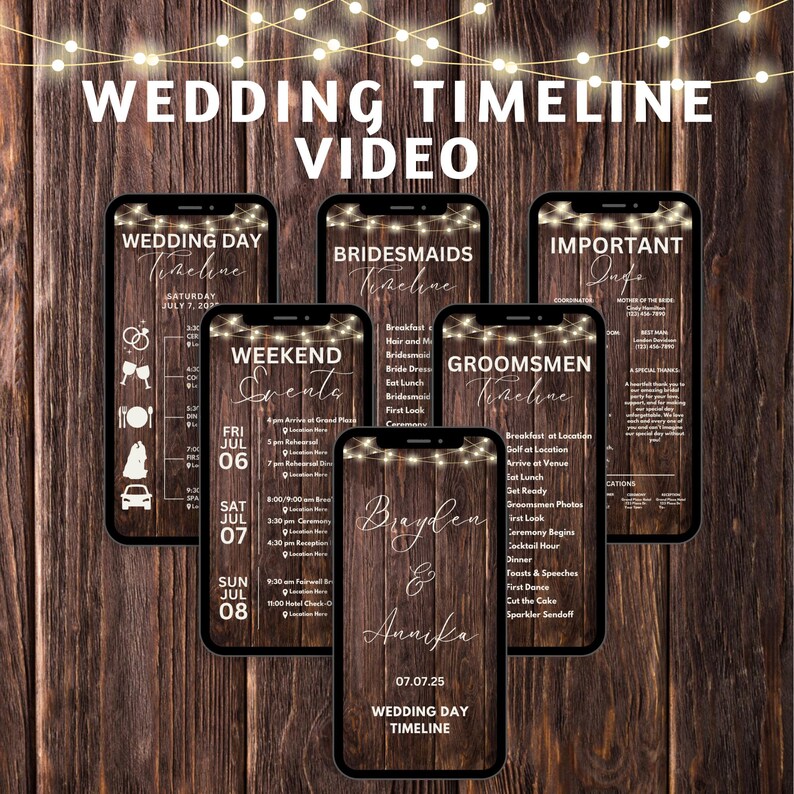 Mobile Wedding Day Timeline, Editable Wedding Agenda Timeline Itinerary ...