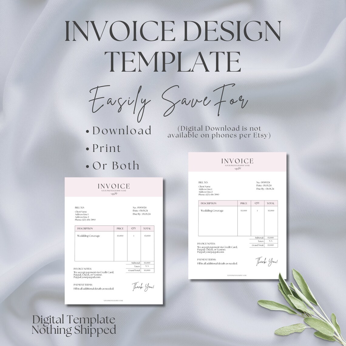 Invoice Template, Consultant Invoice, 1 Page Invoice, Custom Invoice ...