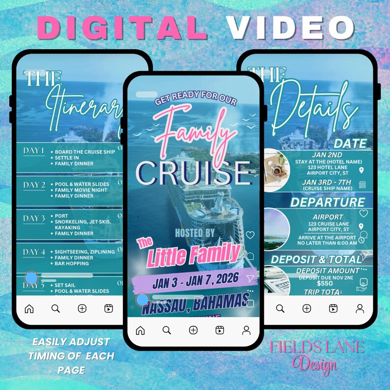 Tropical Family Cruise Video Invitation | Custom Cruise Party Invite 6 ...
