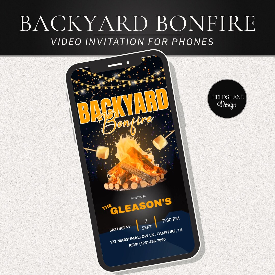 Backyard Bonfire Campout Invitation, Outdoor Fire Pit Party Template ...