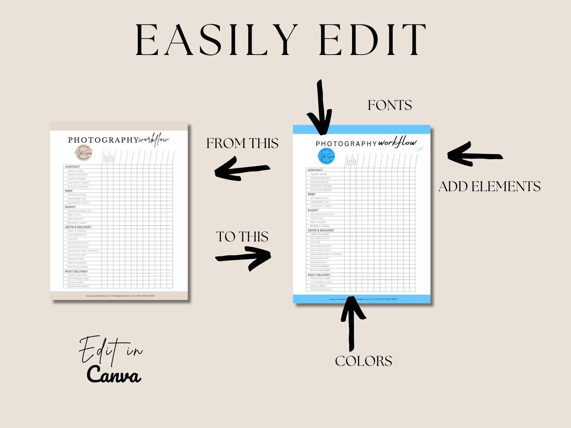 Client Work Flow, Photo Sessions, Client Checklist, Client Organization ...