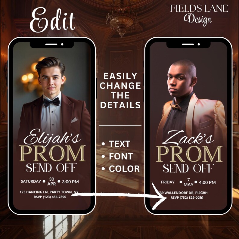 Brown Prom Send-off Invitation, Elegant Rustic Prom Party Invite ...