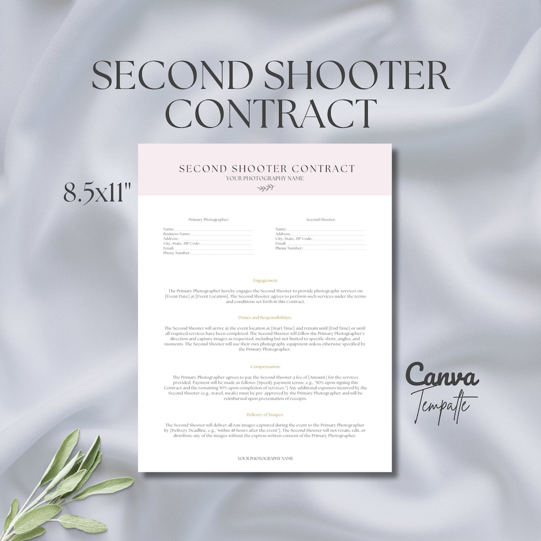 Second Shooter, Independent Contractor Agreement, Second Shooter ...