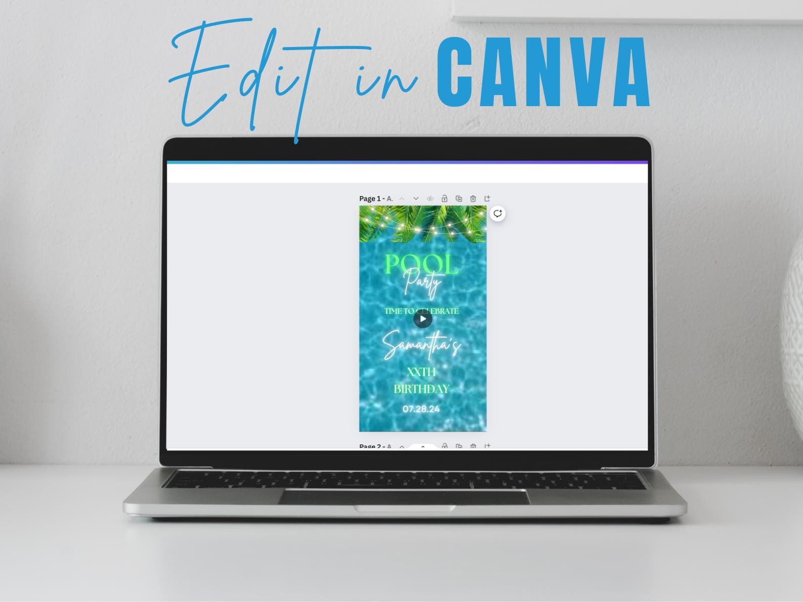 Pool Party Animated Invite, Swim Birthday Invitation, E-mobile Invite ...