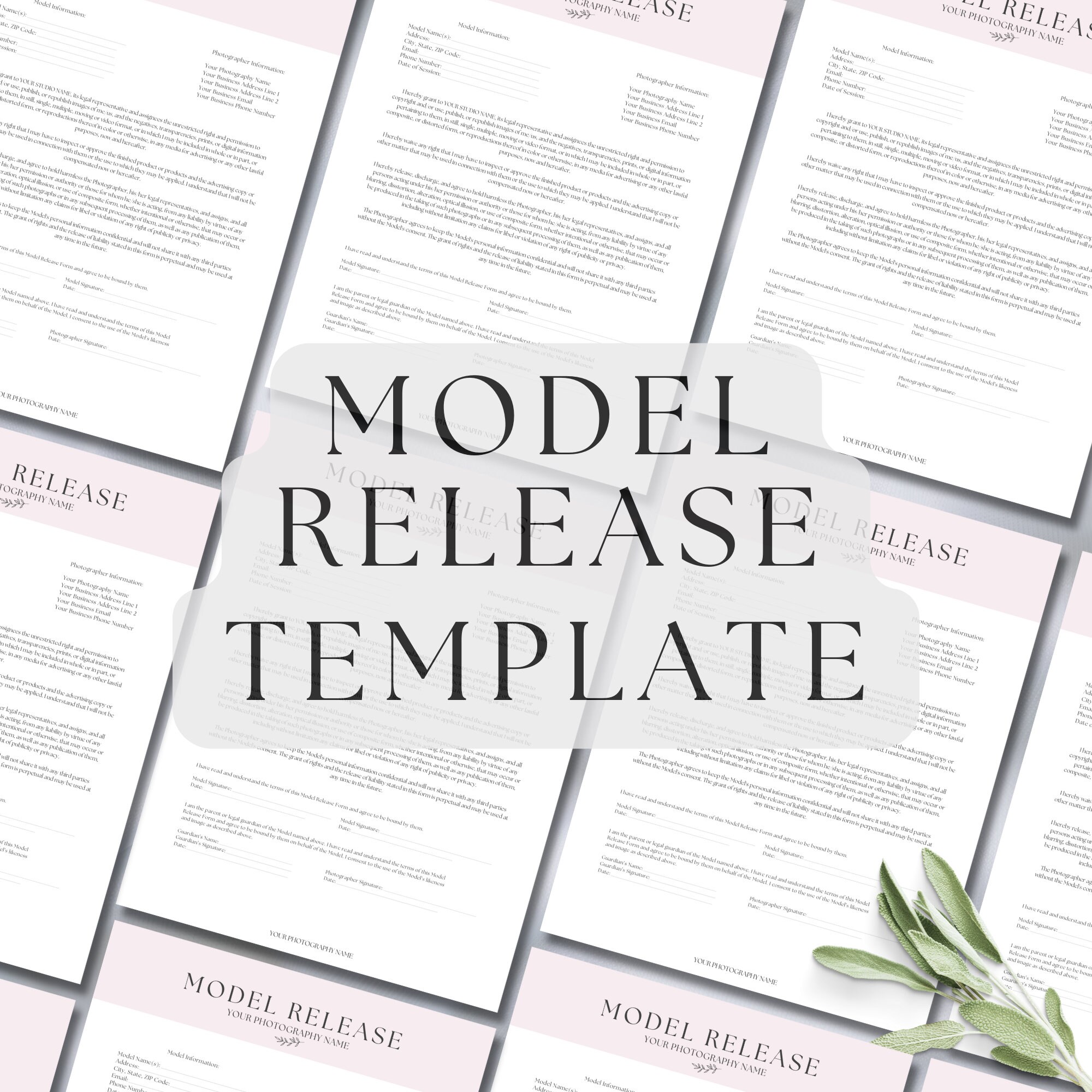 Model Release Form, Model Release, Photography Forms, Minor Model ...