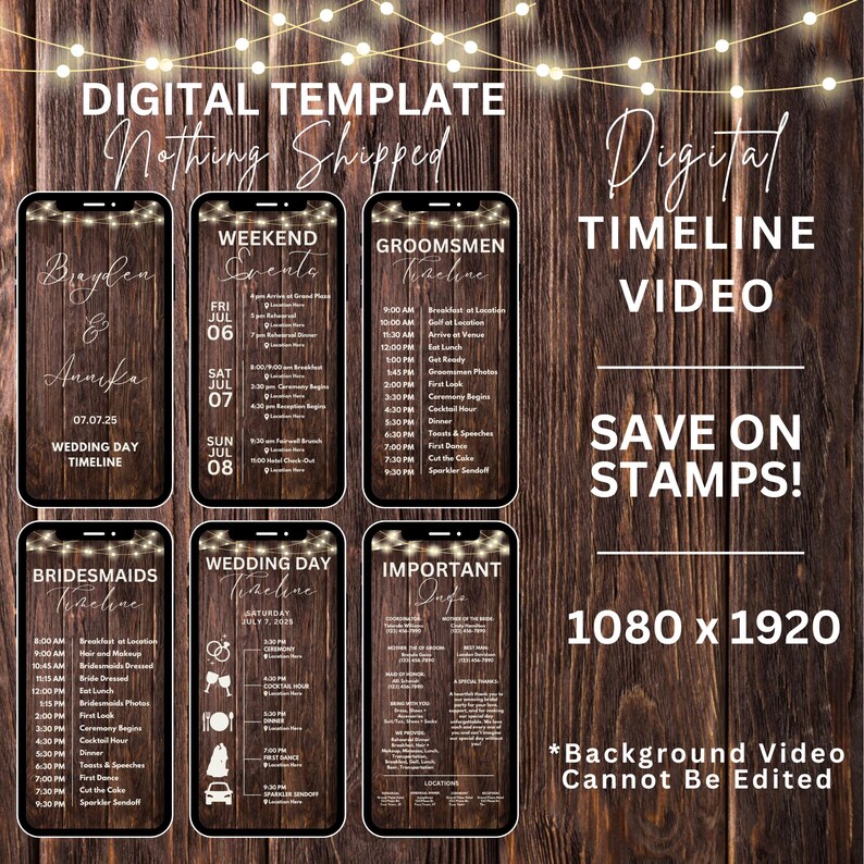 Mobile Wedding Day Timeline, Editable Wedding Agenda Timeline Itinerary ...