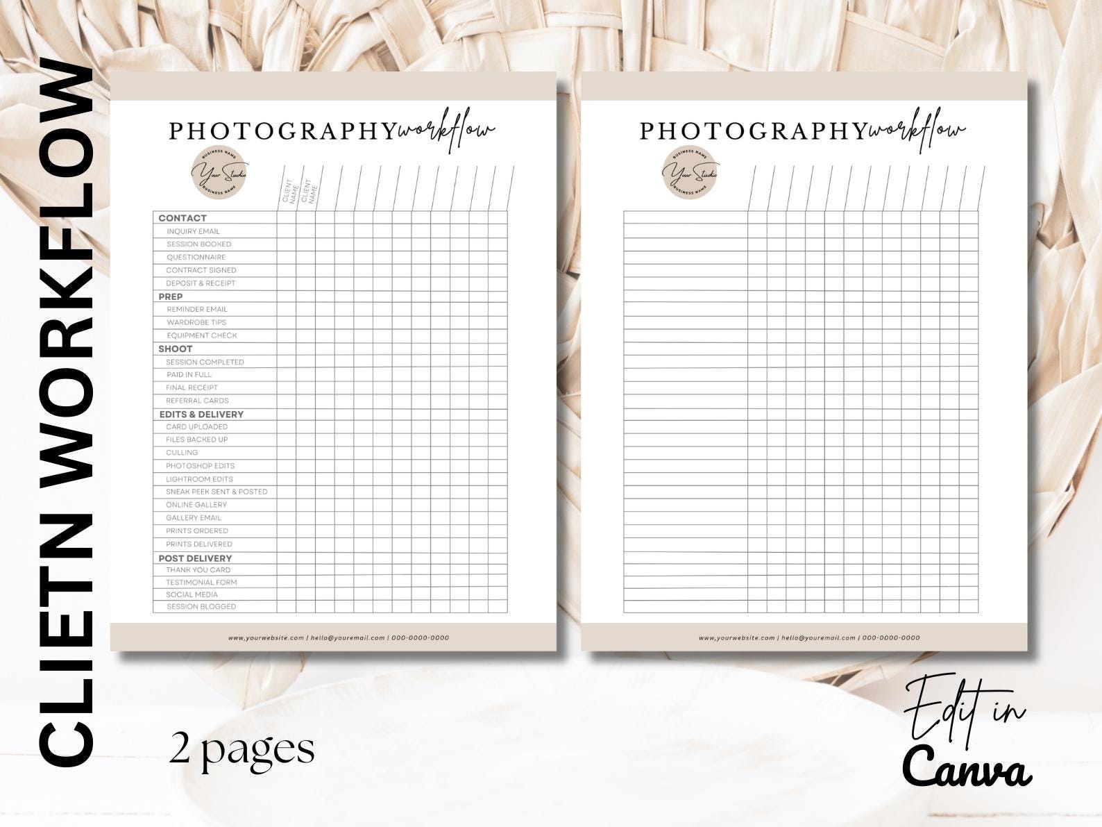 Client Work Flow, Photo Sessions, Client Checklist, Client Organization ...