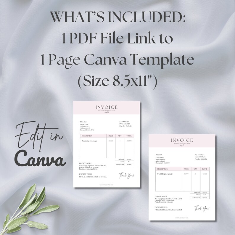 Invoice Template, Consultant Invoice, 1 Page Invoice, Custom Invoice ...