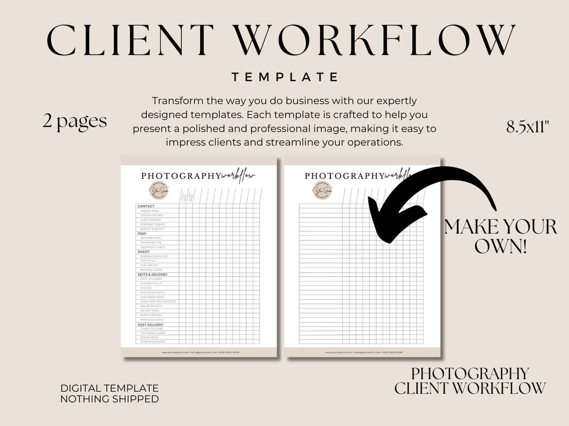 Client Work Flow, Photo Sessions, Client Checklist, Client Organization ...