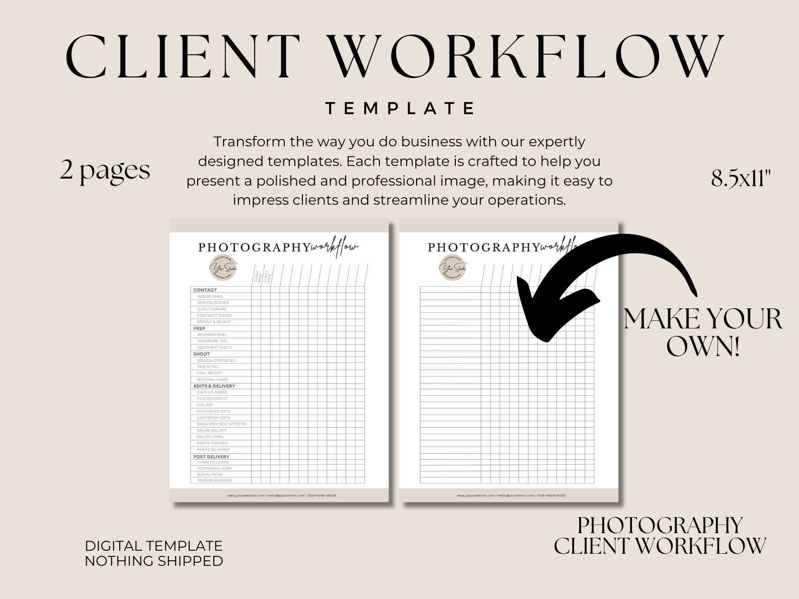 Client Work Flow, Photo Sessions, Client Checklist, Client Organization ...