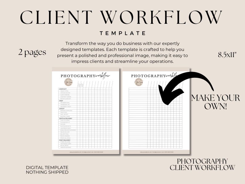 Client Work Flow, Photo Sessions, Client Checklist, Client Organization ...