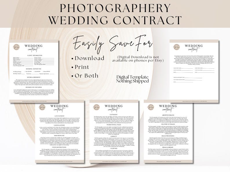 Wedding Contract, Photography Contract Template, Photography Forms ...
