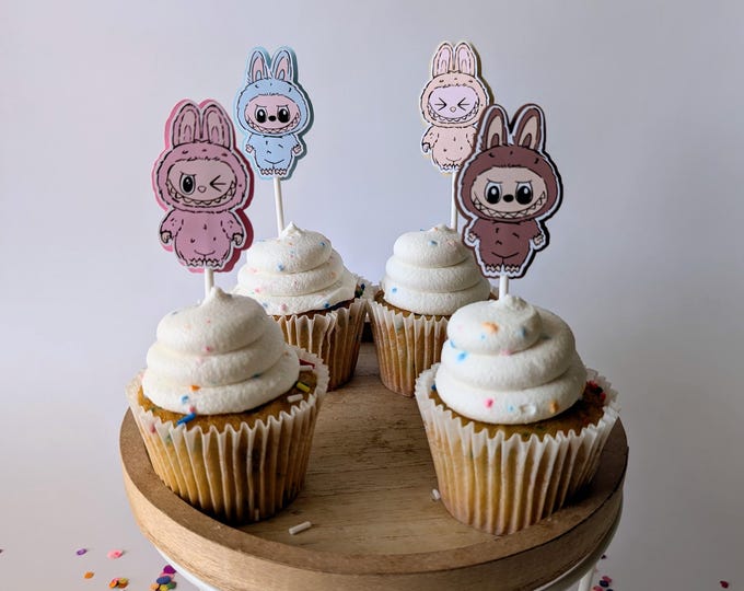 Labubu Cupcakes Toppers L Set of 12 Cupcake Toppers L Labubu Party ...