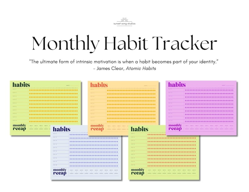 Printable Monthly Habit Tracker: Colorful Goal Planner (PDF) - Etsy