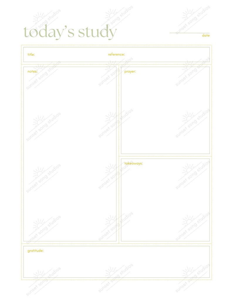 Daily Bible Study Notes Page - Printable, Editable PDF | Digital ...