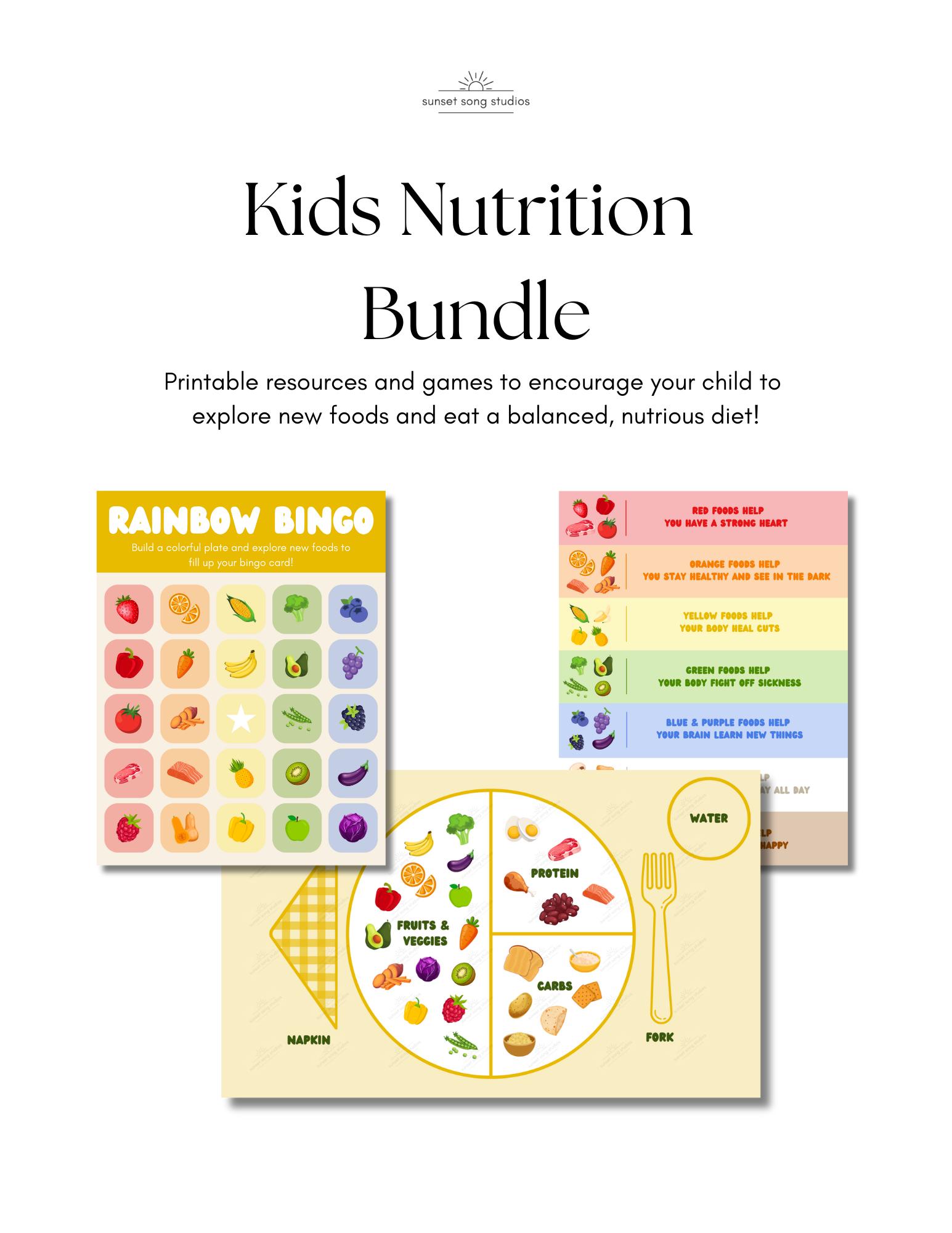 Kids Nutrition Printable Bundle: Balanced Meal Games (digital Download ...