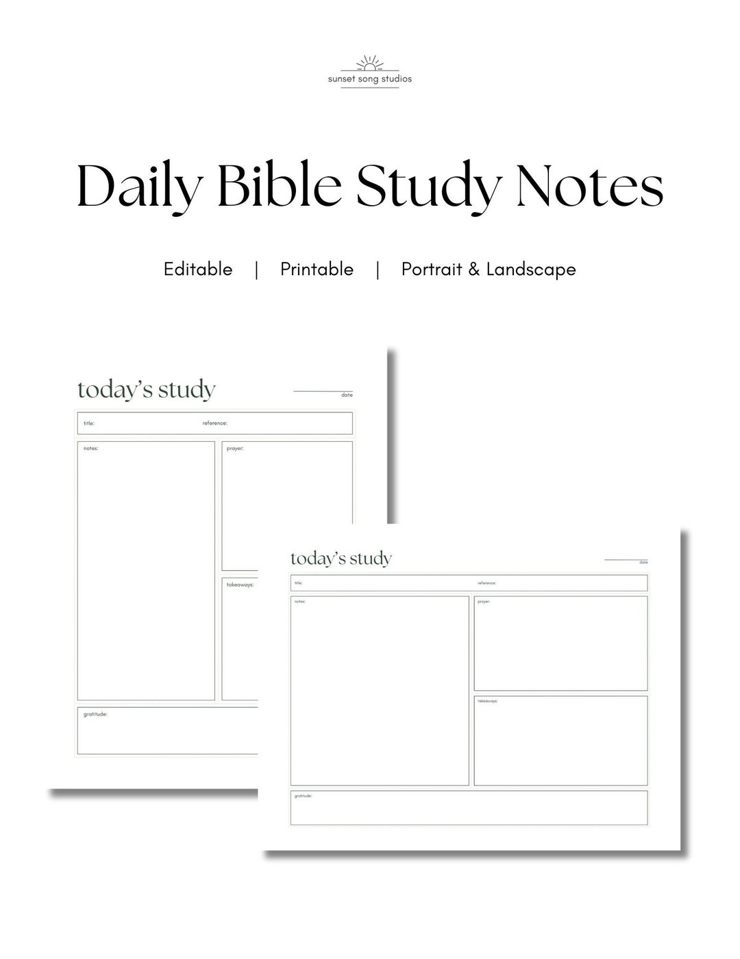 Daily Bible Study Notes Page - Printable, Editable PDF | Digital ...