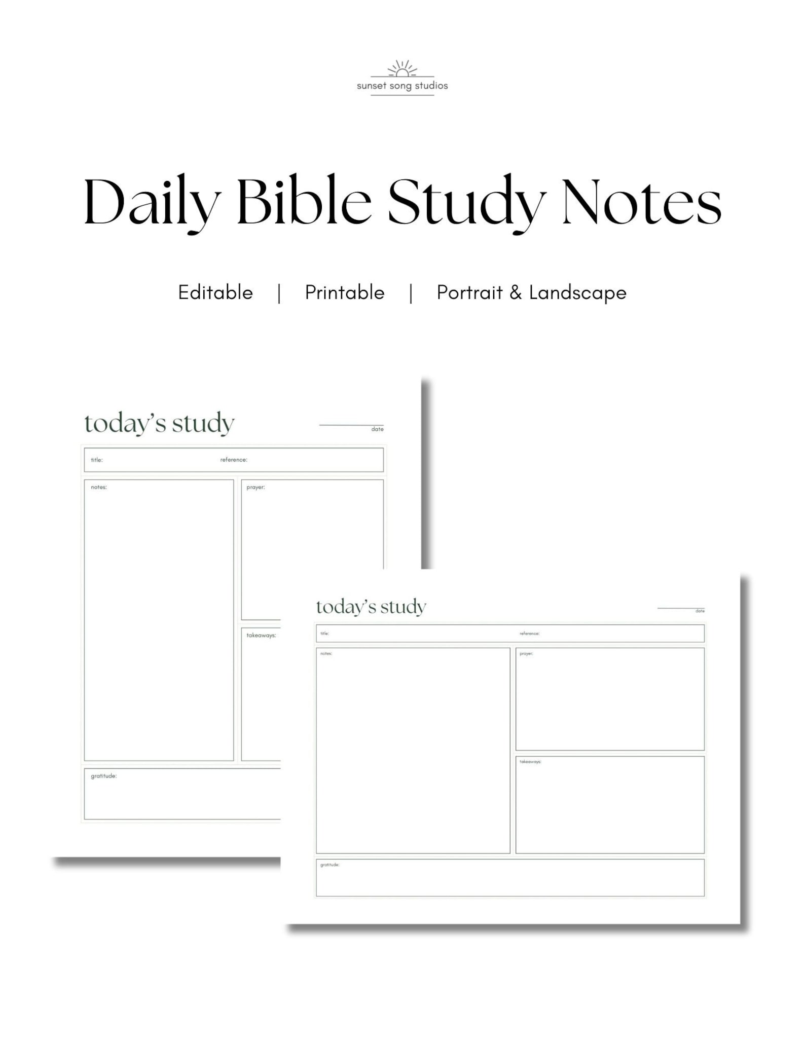 Daily Bible Study Notes Page - Printable, Editable PDF | Digital ...