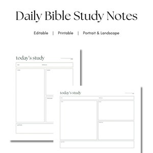 Daily Bible Study Notes Page Printable, Editable PDF Digital Download ...