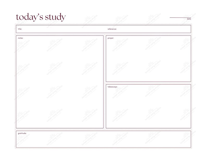 Daily Bible Study Notes Page - Printable, Editable PDF | Digital ...