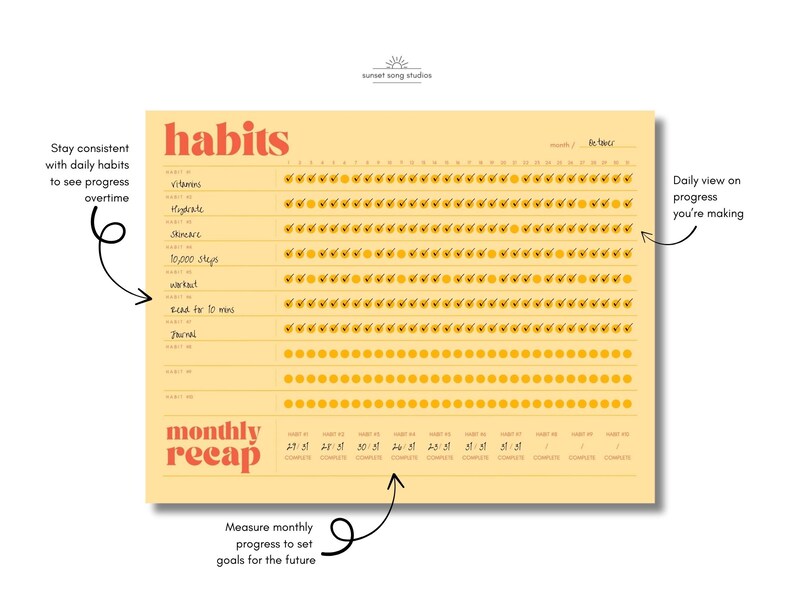 Printable Monthly Habit Tracker: Colorful Goal Planner (PDF) - Etsy