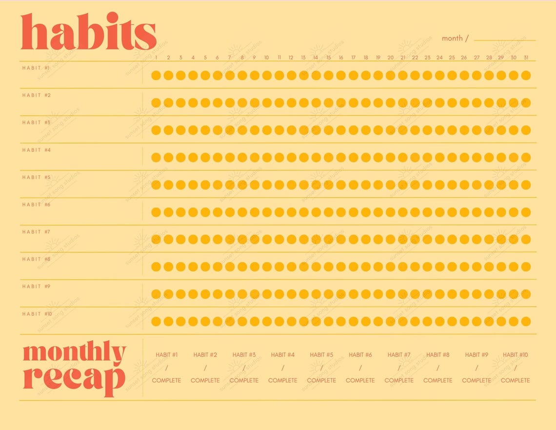 Printable Monthly Habit Tracker: Colorful Goal Planner (PDF) - Etsy