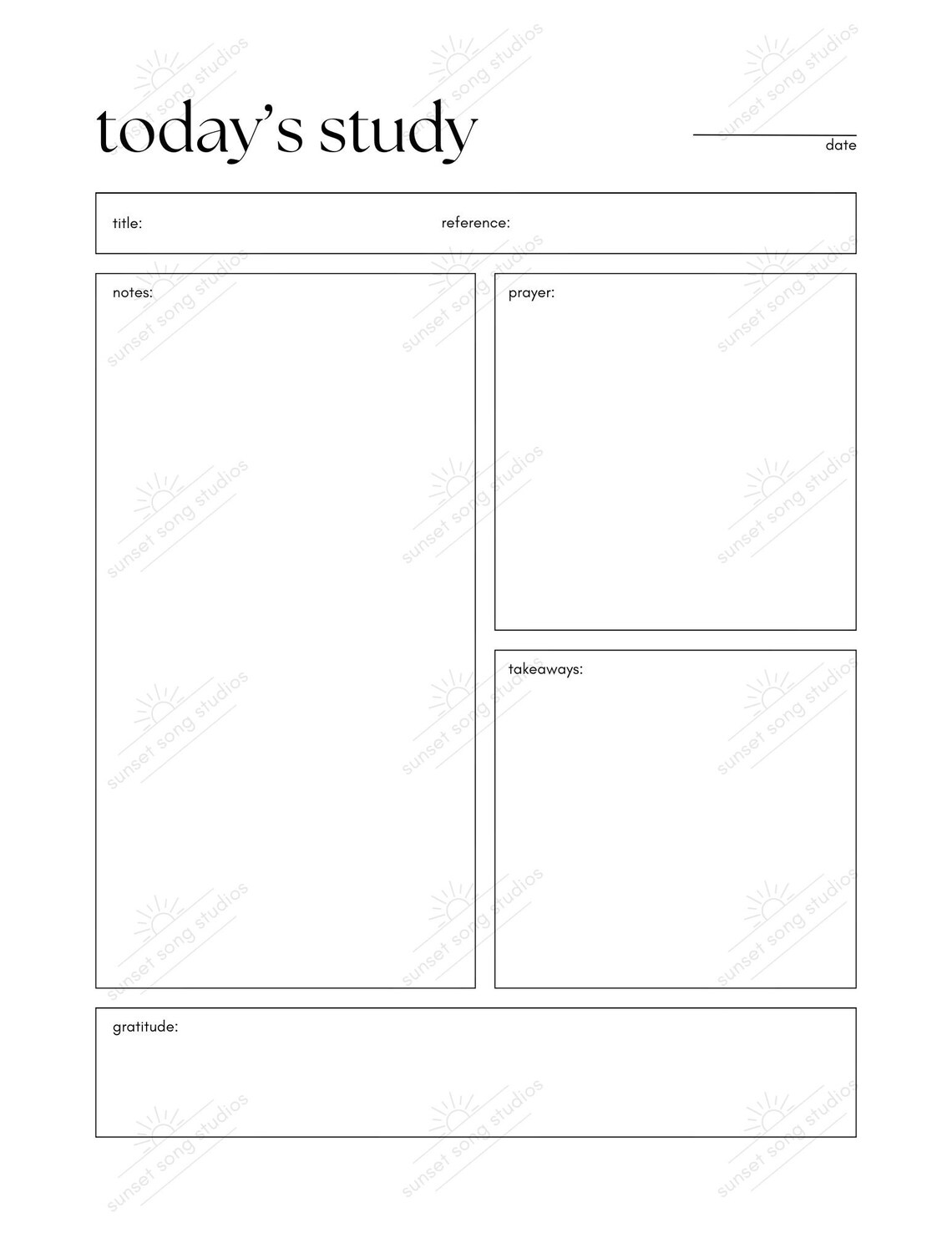 Daily Bible Study Notes Page - Printable, Editable PDF | Digital ...