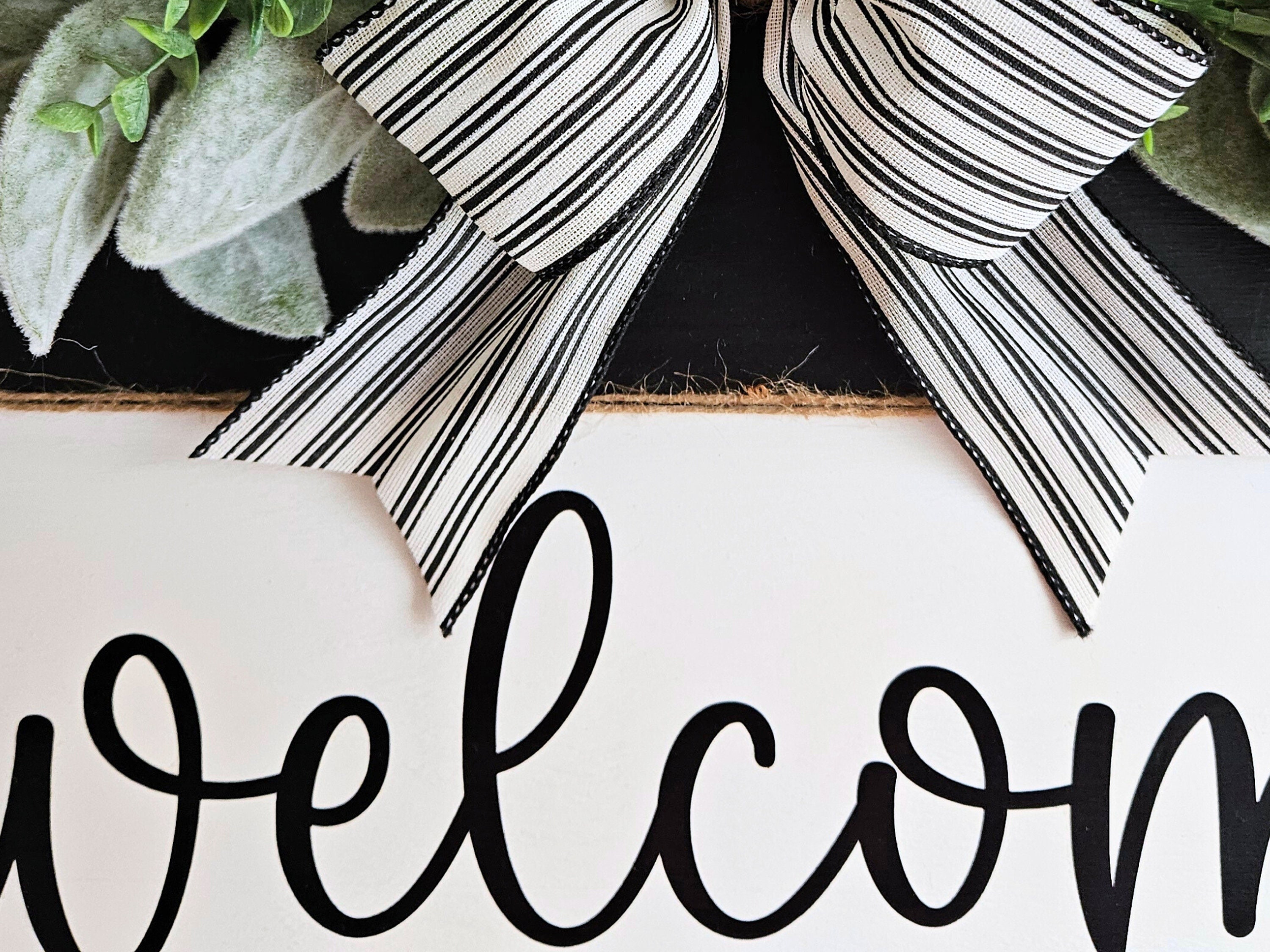 Welcome Door Sign | Black and White Door Hanger | Front Door Decor ...