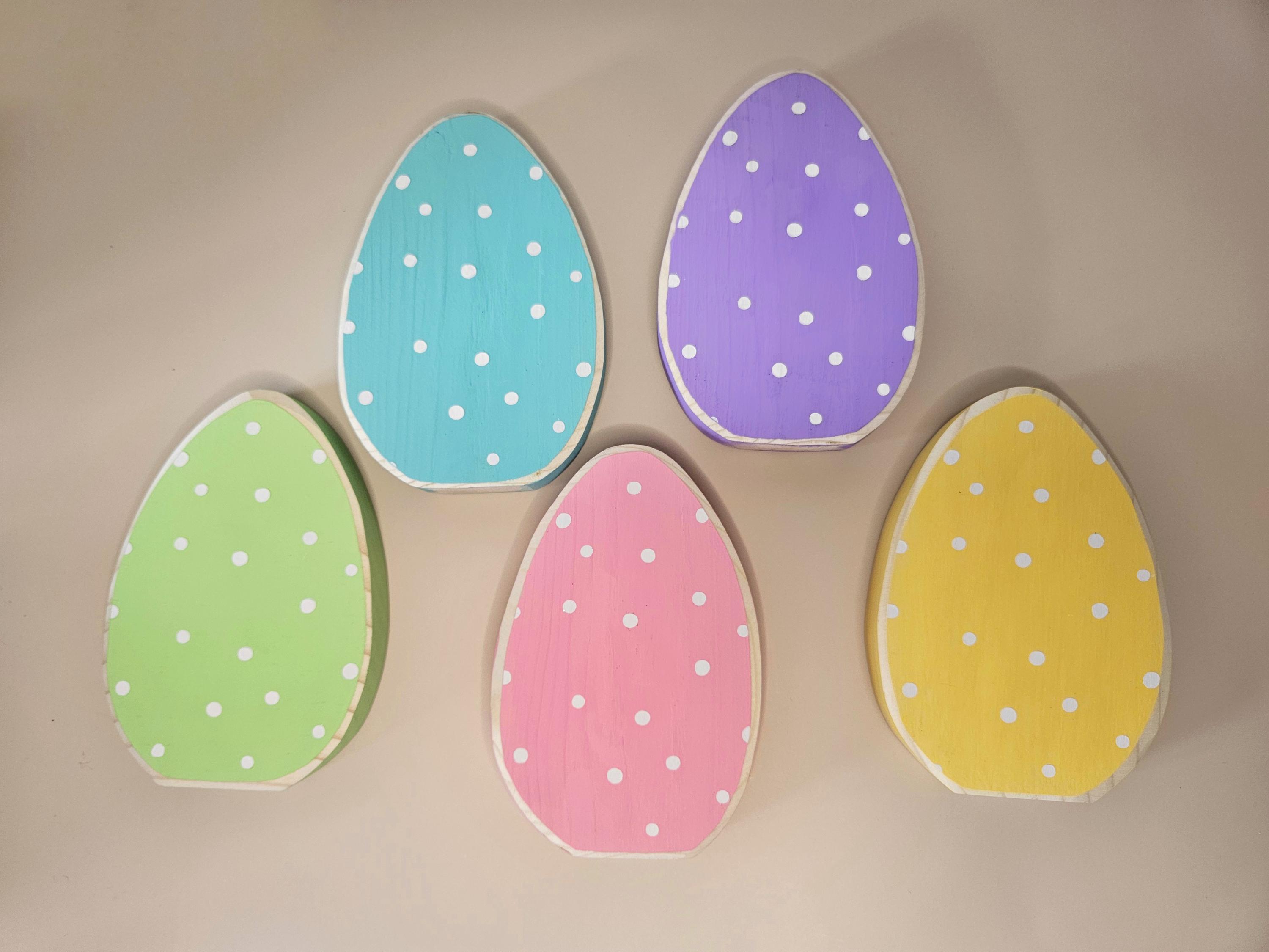Wooden Easter Eggs With Polka Dots, Easter Egg Set, Rustic Easter Eggs ...