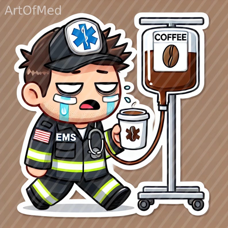 Paramedic Life Sticker – Coffee IV Drip, Funny EMS Vinyl Decal for ...