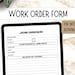 Job Order Form, Customer Order Form, Work Order Template, Printable ...