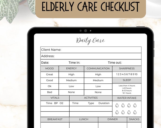 Care Giver Log Sheet, Elderly Care Worksheet, Patient Caregiving Log ...