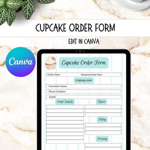 Cupcake Order Form: Editable Canva Template (digital Download) - Etsy