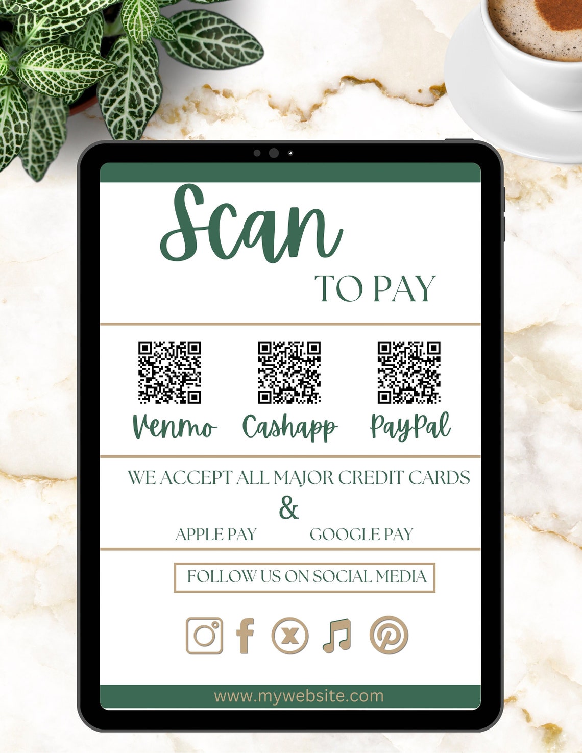 Scan to Pay Sign: Editable QR Code Template (canva) - Etsy