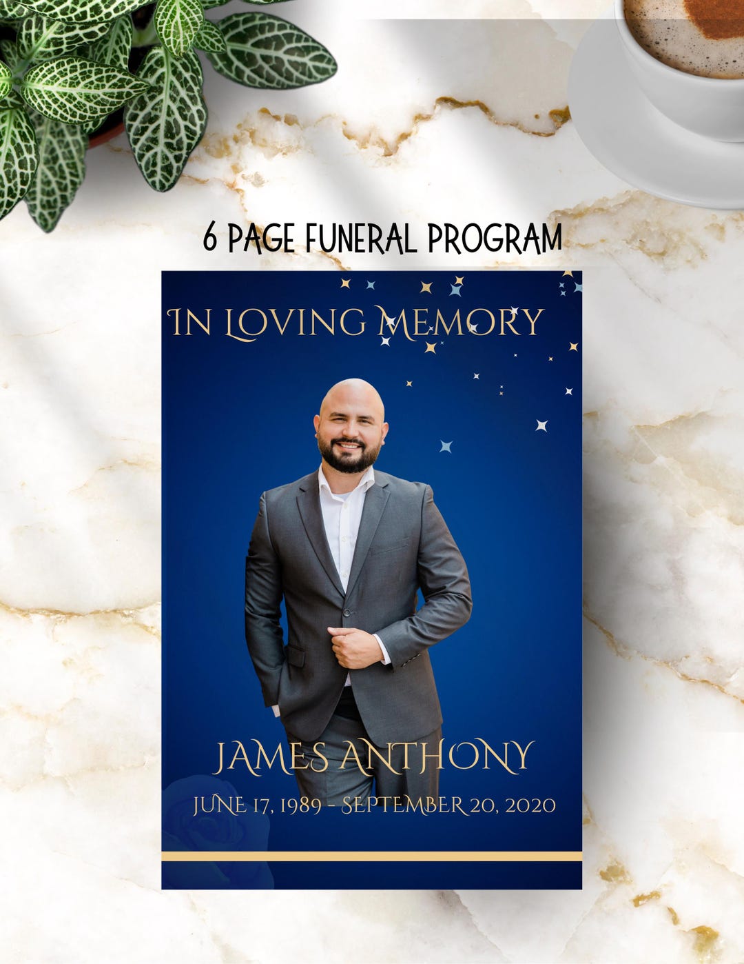 Funeral Program for Man Simple Template, Folded Funeral Program ...