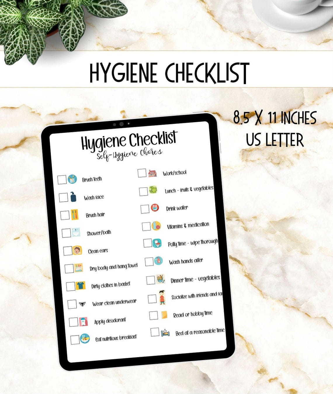 Checklist for Personal Hygiene Chores, Hygiene Worksheet Daily ...