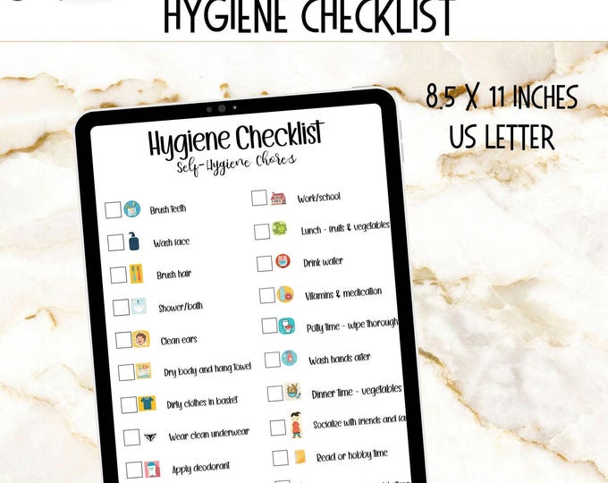 Personal Hygiene Checklist: Daily Chores Worksheet (digital Download ...