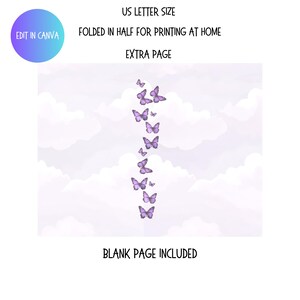 Purple Butterfly Funeral Program Template: Elegant Memorial (digital ...