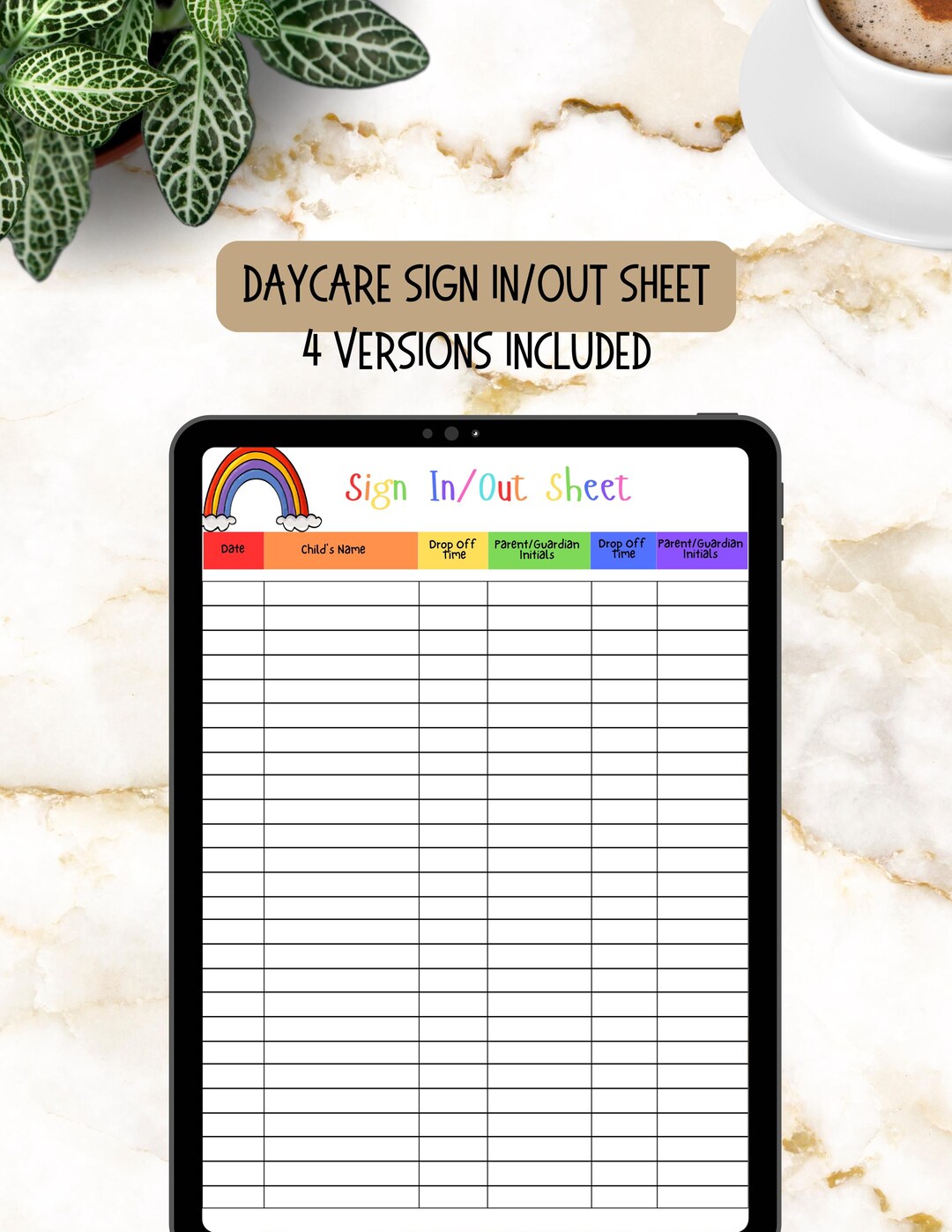 Daycare Sign in Sheet, Sign in Form, Sign in Sheet Daycare, Sign in and ...