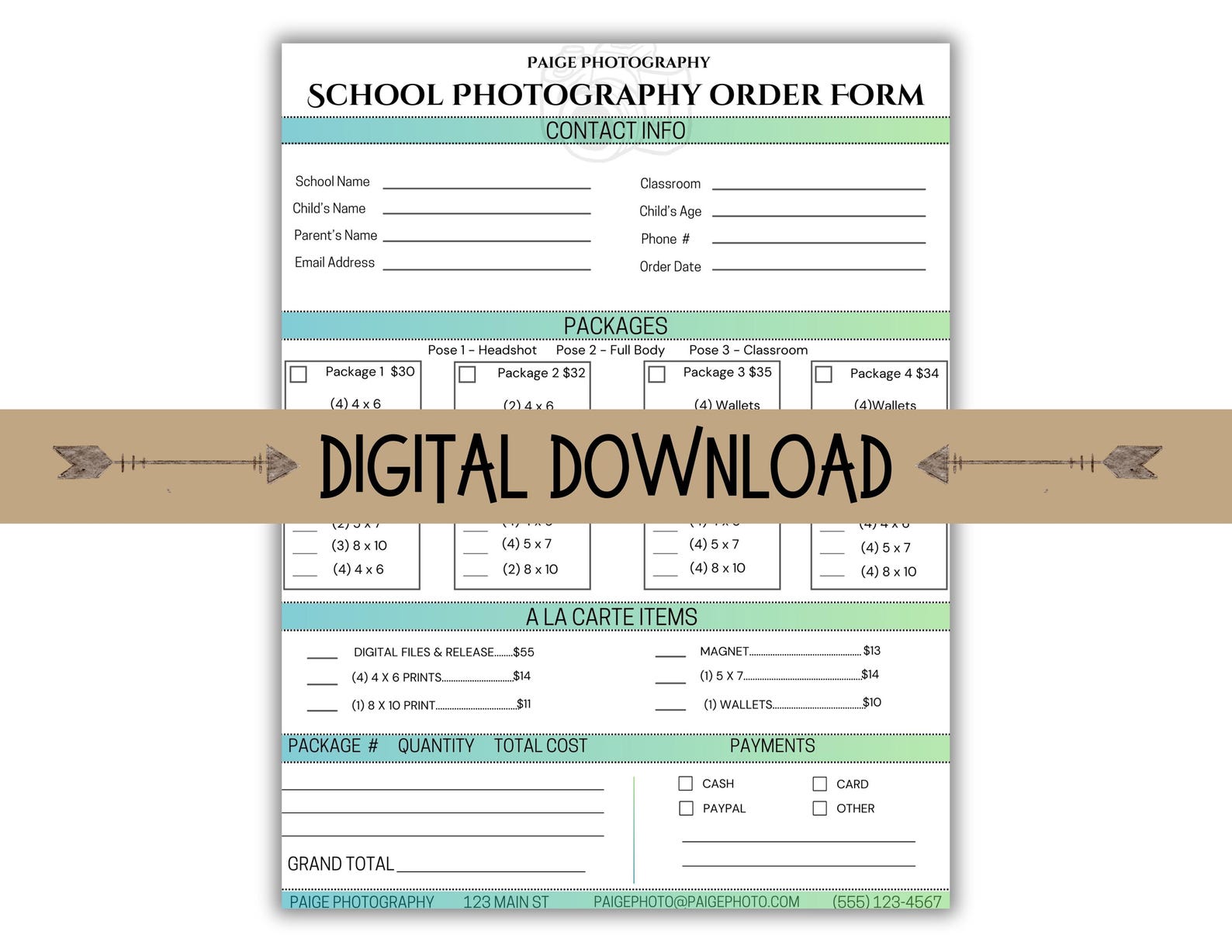 Editable School Picture Day Order Form Template (PDF Download) - Etsy