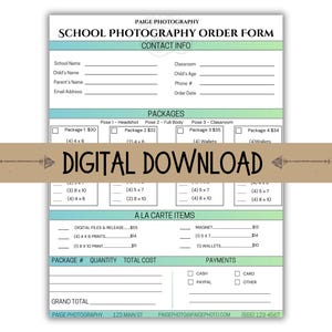 Editable School Picture Day Order Form Template (PDF Download) - Etsy