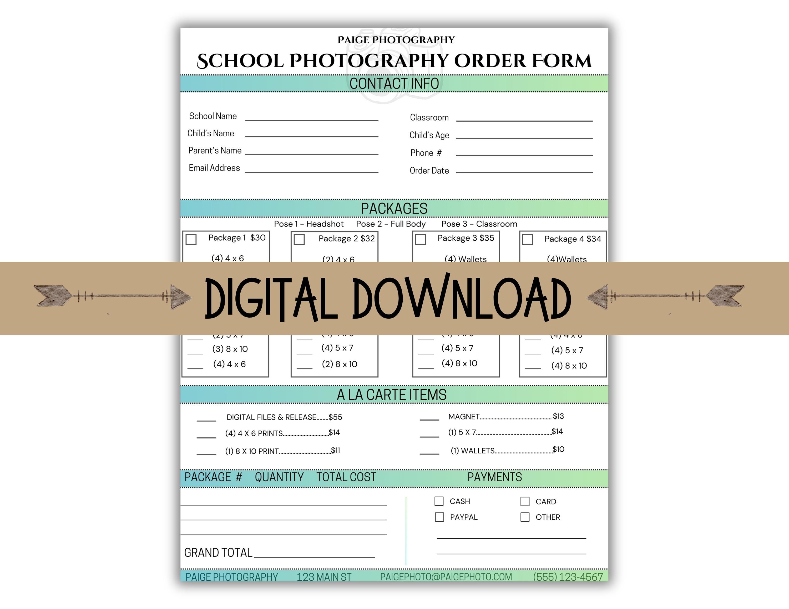 Editable School Picture Day Order Form Template (PDF Download) - Etsy