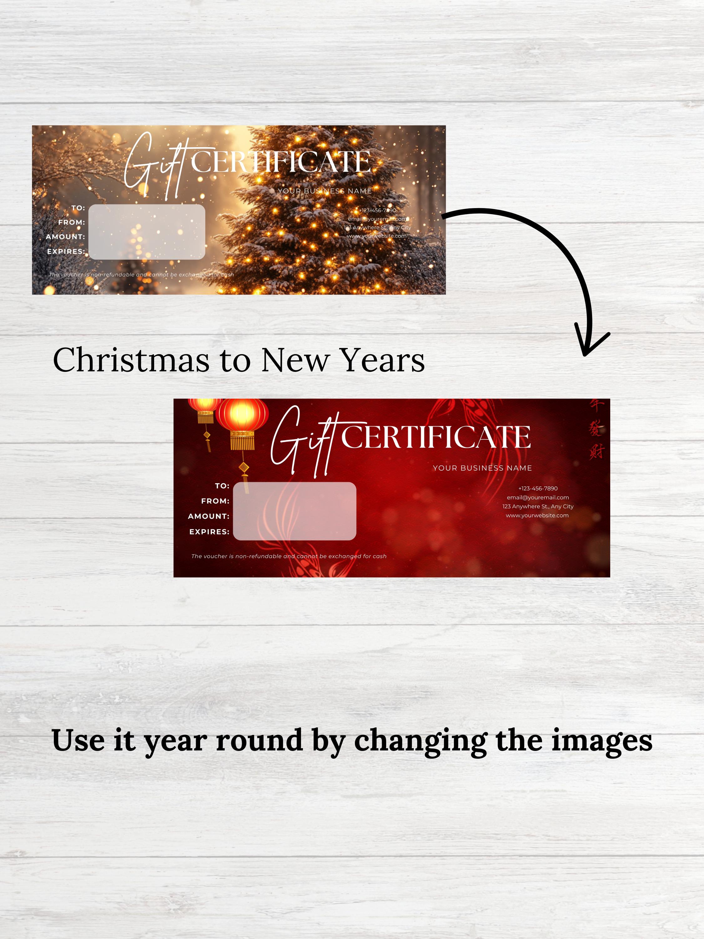 Blank Gift Certificates, Business Gift Certificates, EDITABLE Gift ...