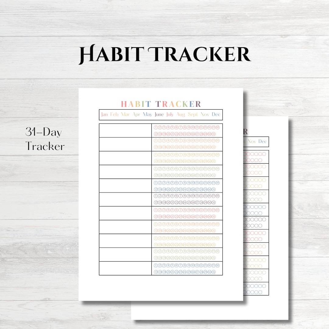 31-day Habit Tracker Printable: Monthly Goal Planner (digital Download ...