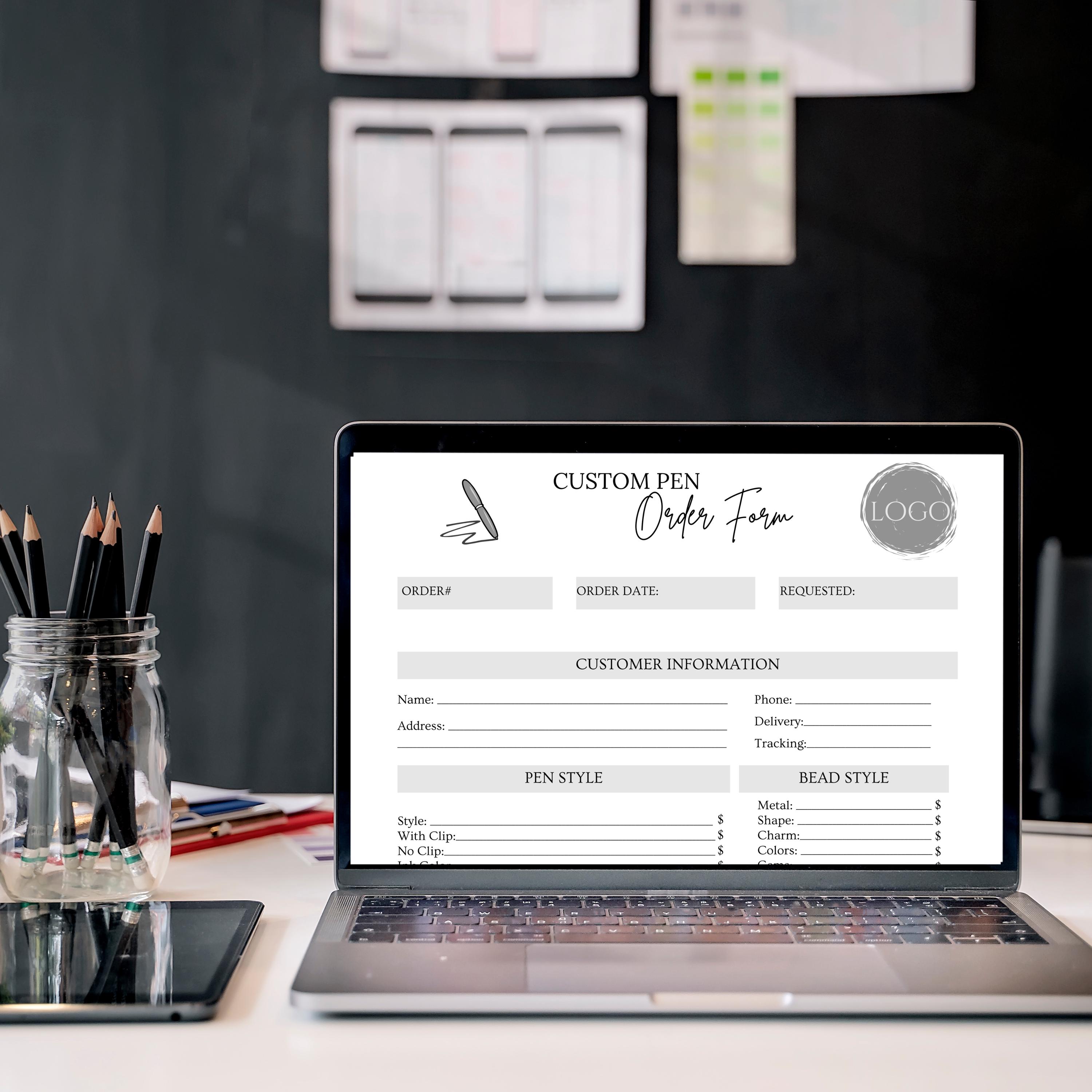 Pen Order Form, Custom Pen Form, Customized Order Form, Canva Editable ...