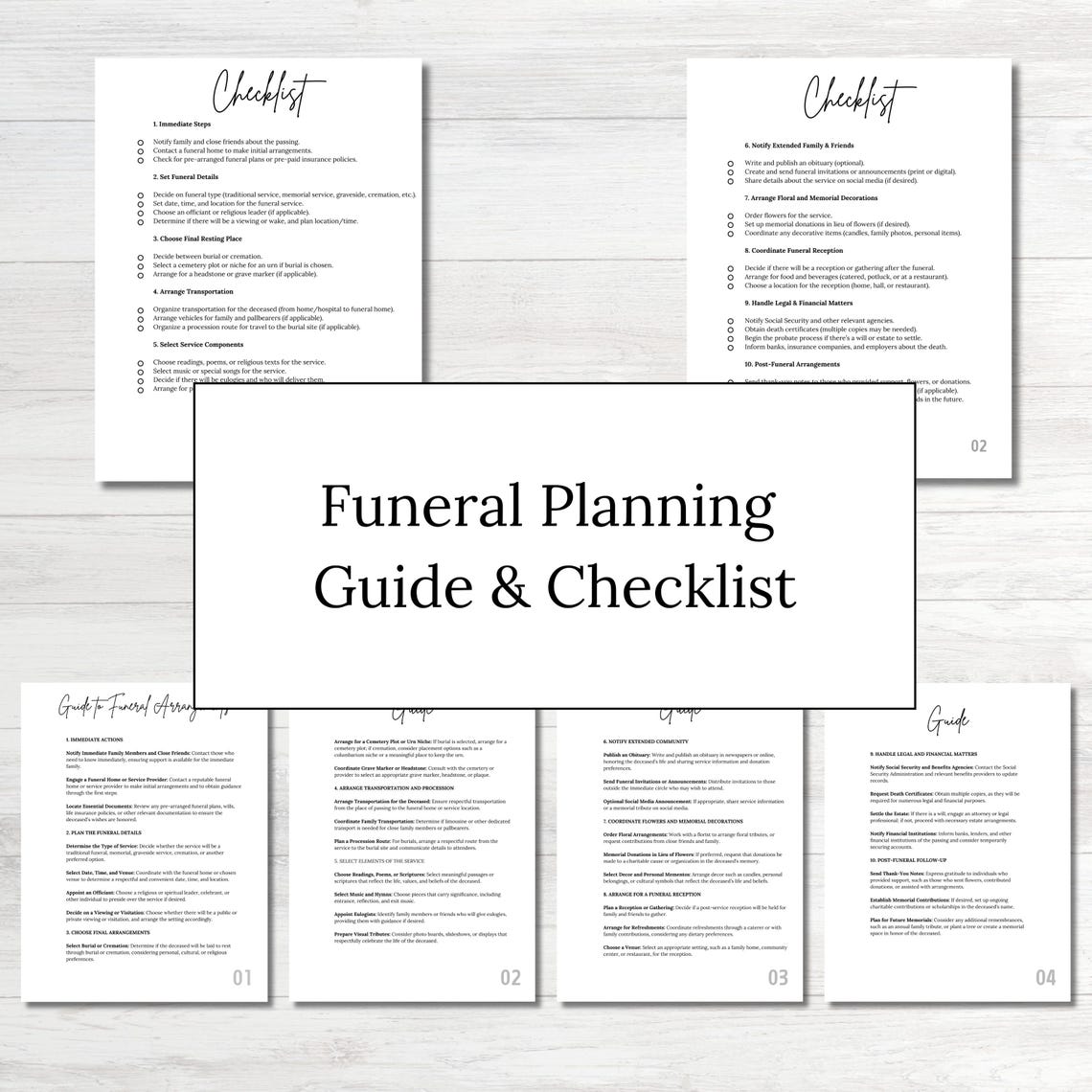 Funeral Planning Checklist, Funeral Planning Guide & Checklist, Funeral ...