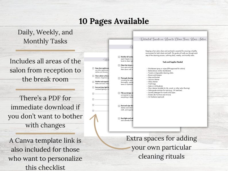 Salon Cleaning Checklist: Editable Canva Template (PDF) - Etsy