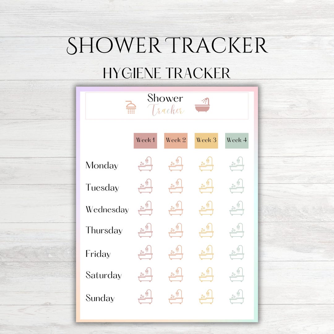 Shower Hygiene Tracker, Personal Hygiene Chart, Hygiene Log, Self-care ...