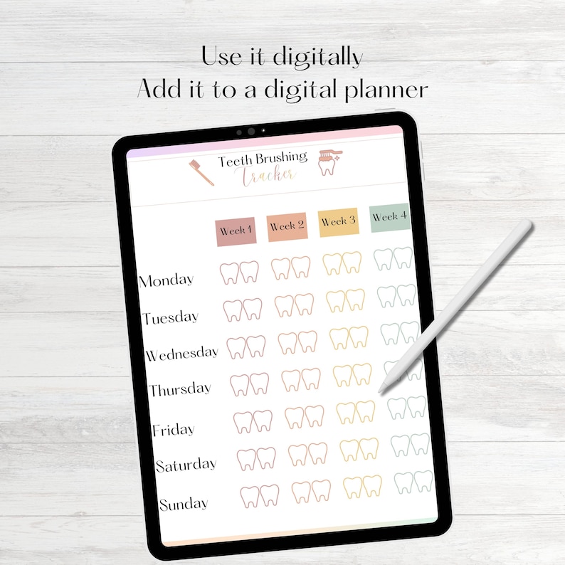 Teeth Brushing Tracker, Dental Hygiene Chart, Brush Your Teeth Helper ...