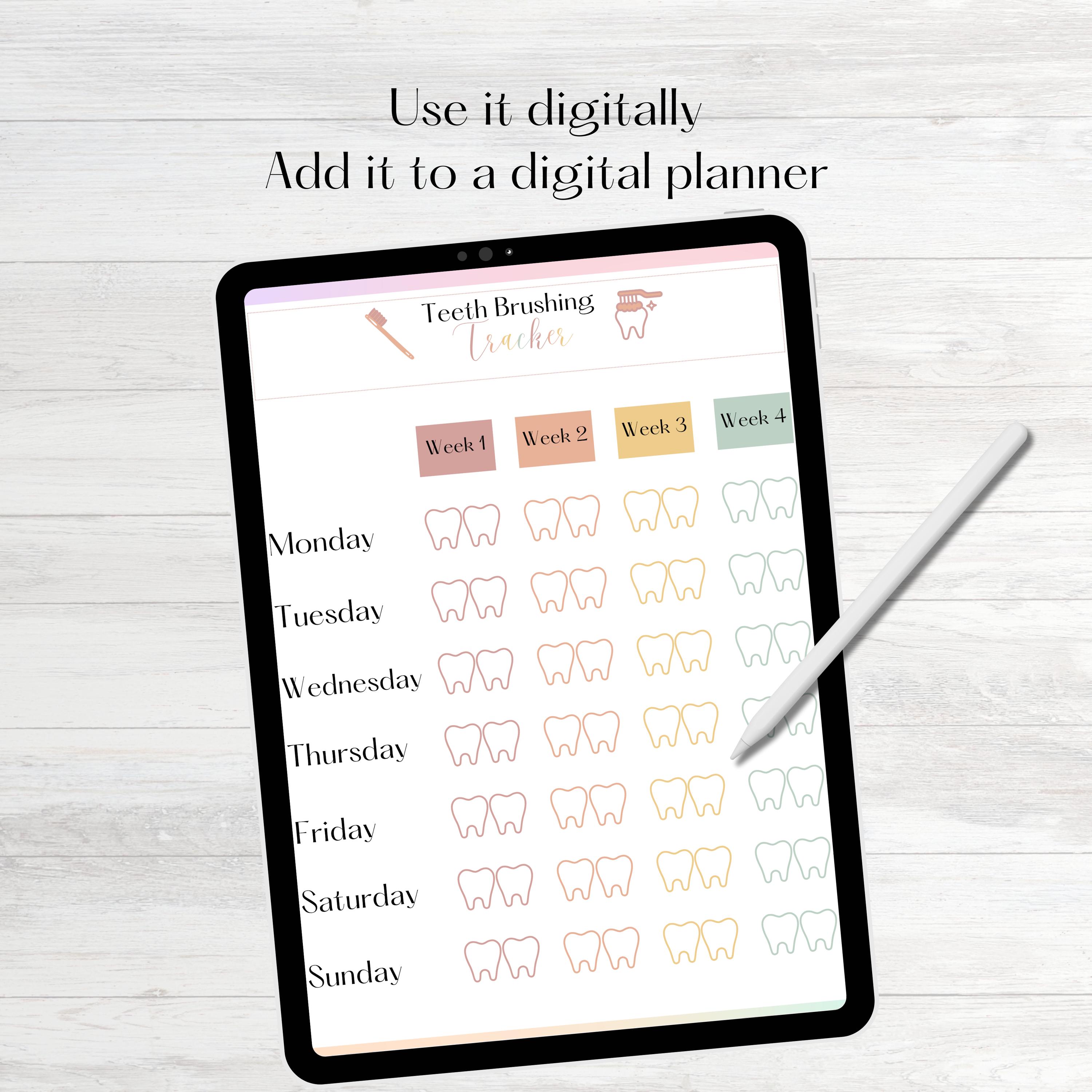 Teeth Brushing Tracker, Dental Hygiene Chart, Brush Your Teeth Helper ...